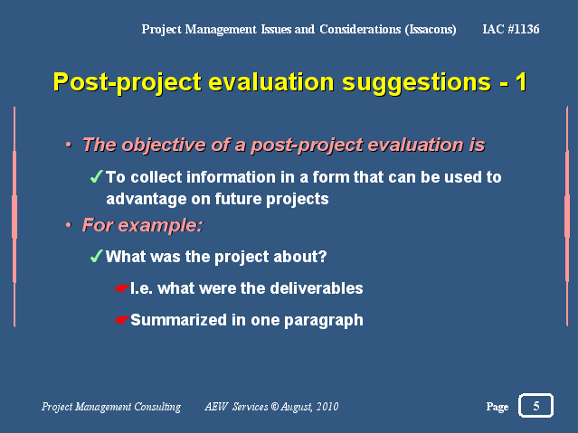 Post project Evaluation Suggestions 1